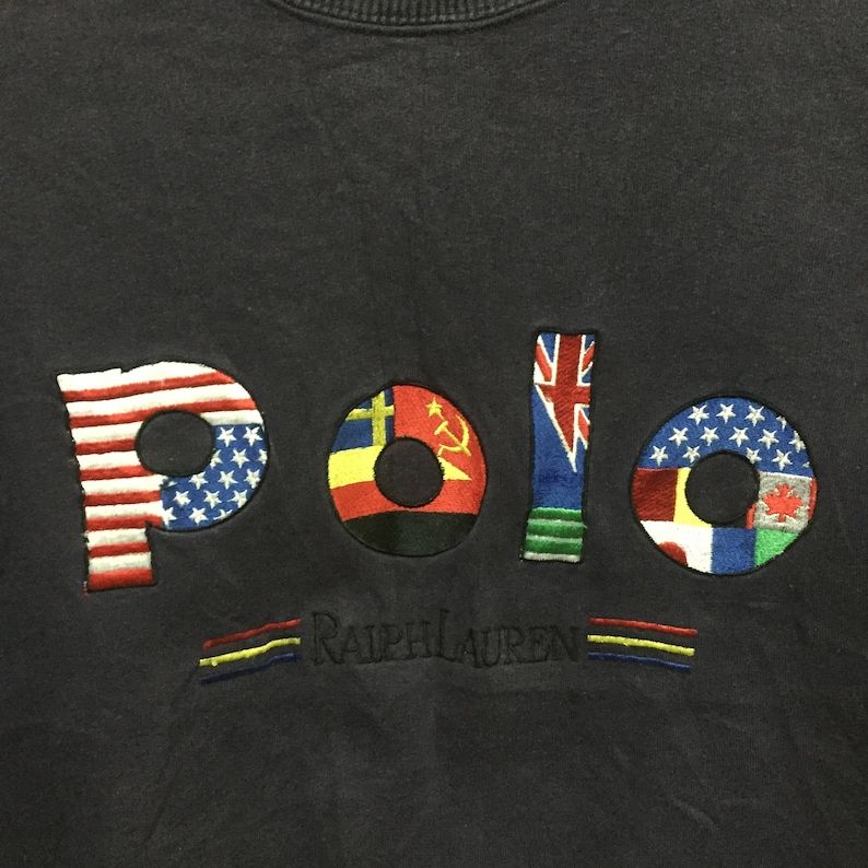 Rare Vintage Polo Ralph Lauren Sweatshirt Embroidery Big Logo ...