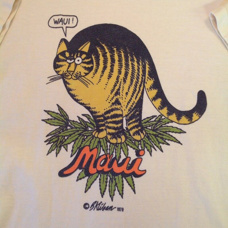 Vintage 1979 Crazy Shirts Hawaii Mens Large Bernard Kilban Cat Maui ...