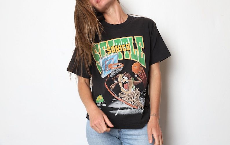 Vintage 90S Seattle Supersonics Taz Slam Dunk Championship Nba ...