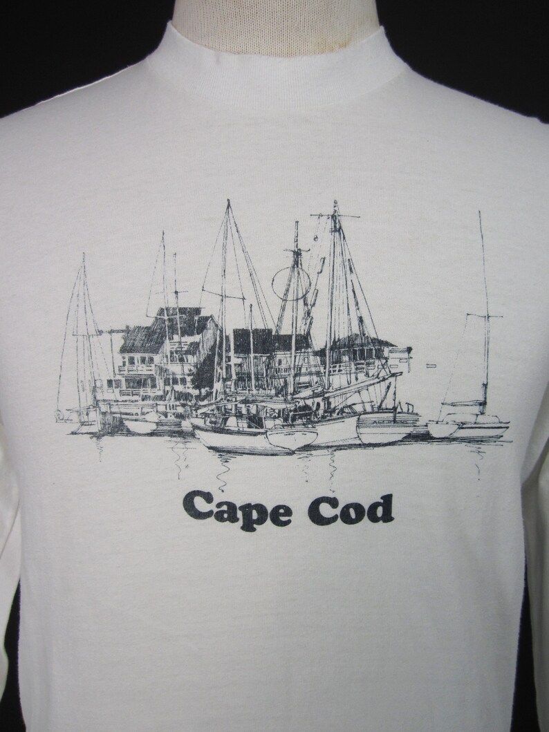 Vintage Cape Cod Shirt Long Sleeve Ships Harbor 80S - StanyStore